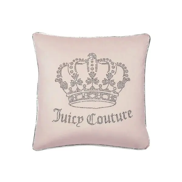Juicy Couture Gothic Rhinestone Crown Pillow - Blush