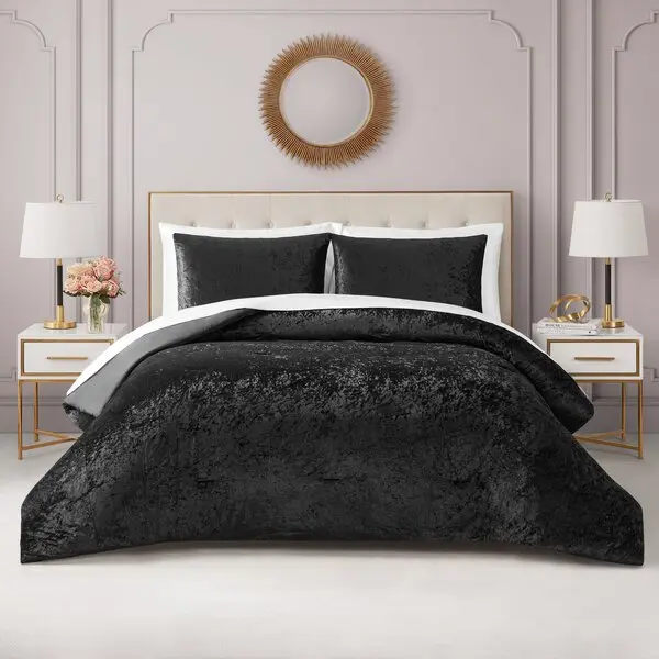 Juicy Couture Crushed Velvet Comforter Set - Black