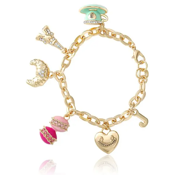 Juicy Couture Paris Travel Charm Bracelet - Goldtone
