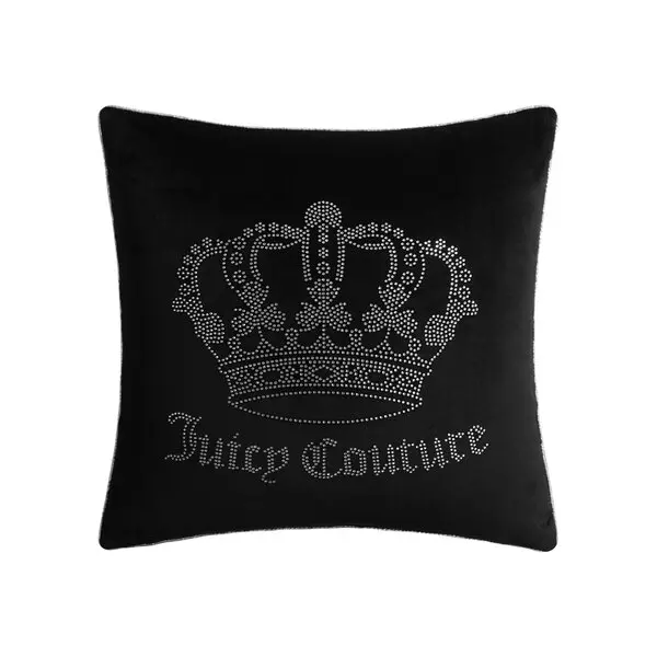 Juicy Couture Gothic Rhinestone Crown Pillow - Black