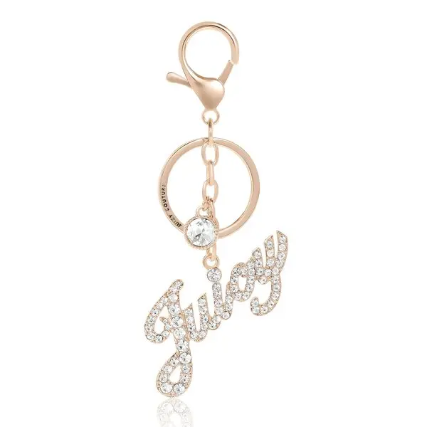 Juicy Couture Juicy Logo Bling Keychain Bag Charm - Goldtone