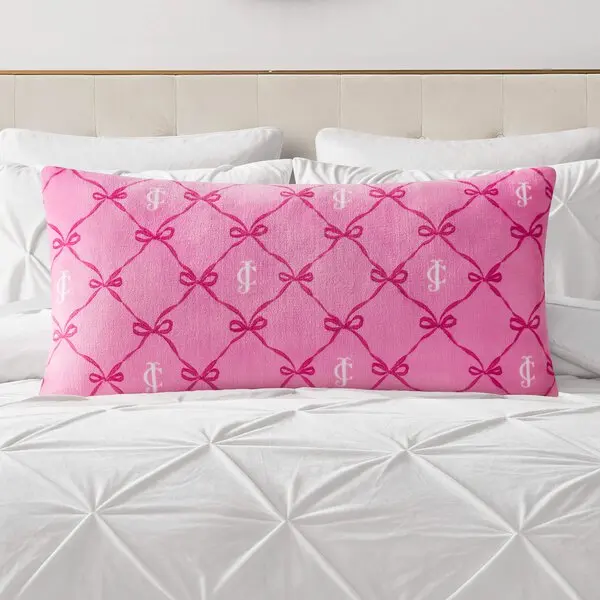 Juicy Couture Lattice Print Plush Body Pillow - Bow Lattice Pink