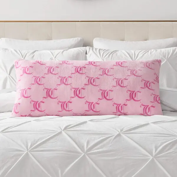 Juicy Couture Lattice Print Plush Body Pillow - Pink Lockup Lattice
