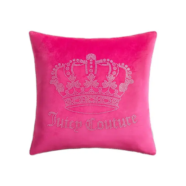 Juicy Couture Gothic Rhinestone Crown Pillow - Hot Pink