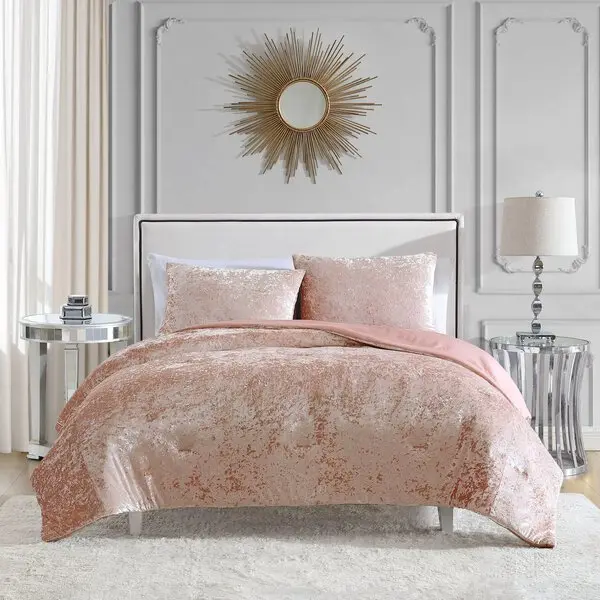 Juicy Couture Crushed Velvet Comforter Set - Pink