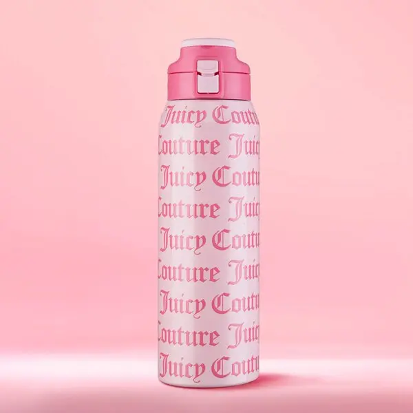 Juicy Couture Glam Getaway Hydration Stainless Steel Tumbler - Light Pink Script