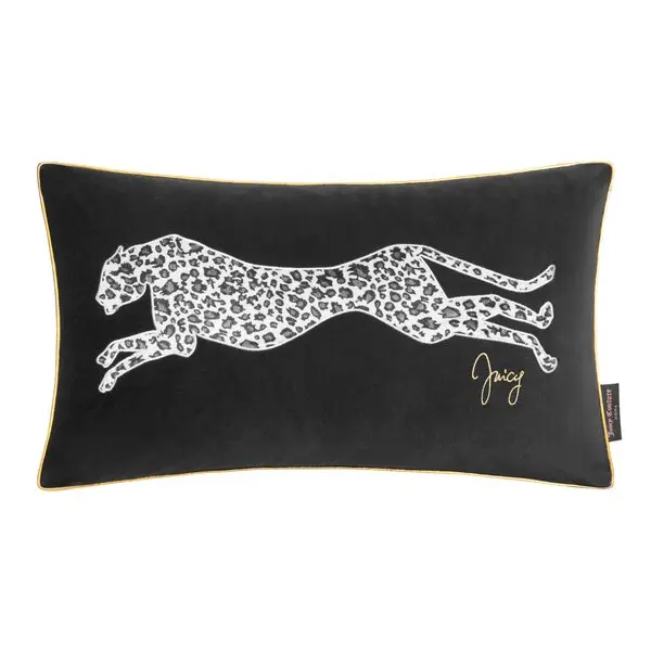 Juicy Couture Velvet Cheetah Pillow - Black
