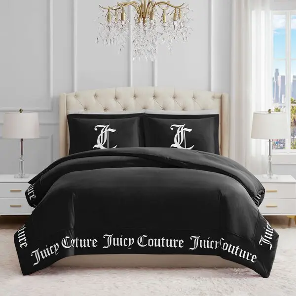 Juicy Couture Gothic Border Reversible Comforter Set - Black