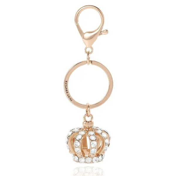Juicy Couture Crown Charm Rhinestone Keychain Bag Charm - Goldtone