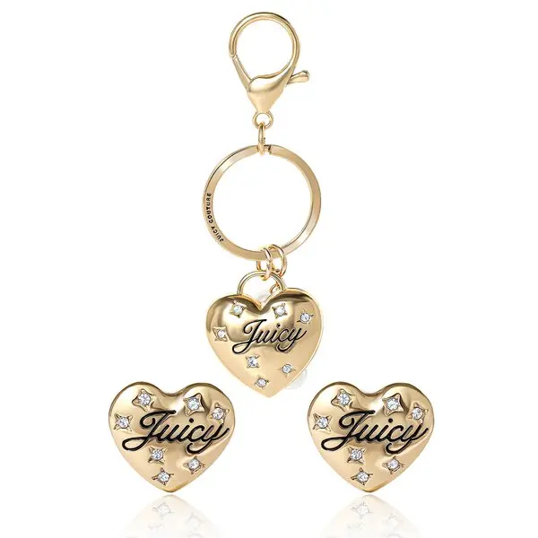 Juicy Couture Gold-tone Keychain And Earring Set - Goldtone