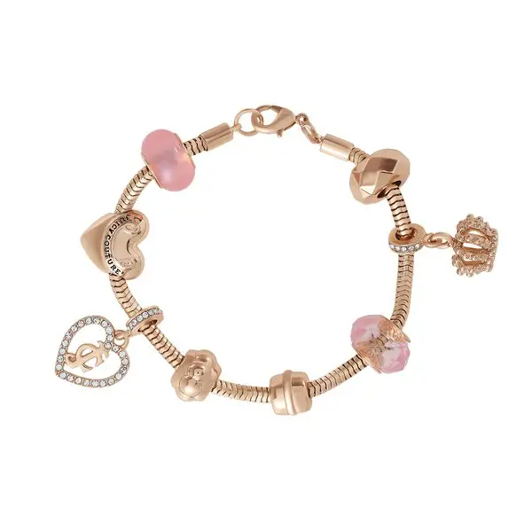 Juicy Couture Multi‑charm Beaded Chain Bracelet - Goldtone