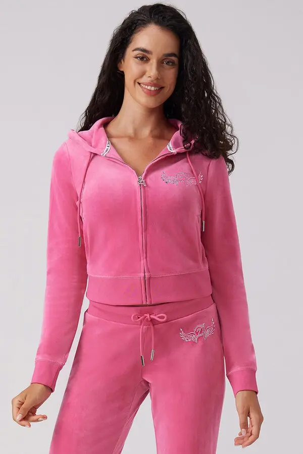 Juicy Couture Angel Couture Big Bling Velour Hoodie