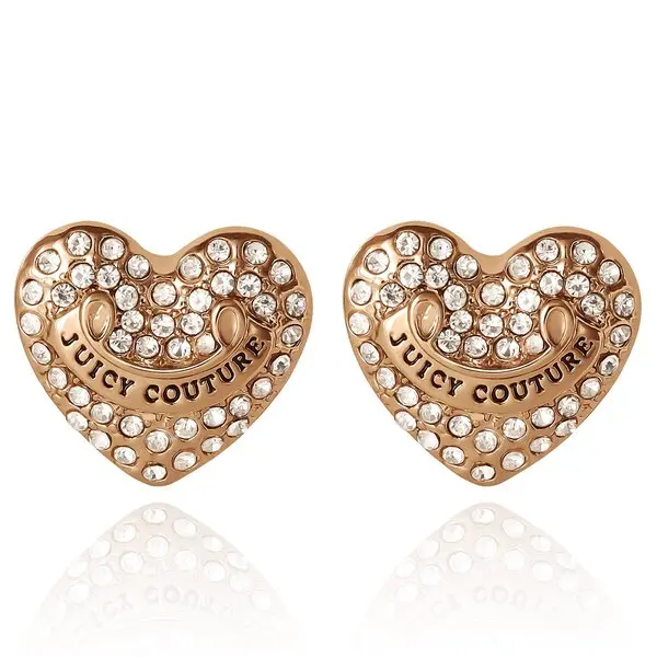 Juicy Couture Heart Crystal Stud Earrings - Silver Crystals