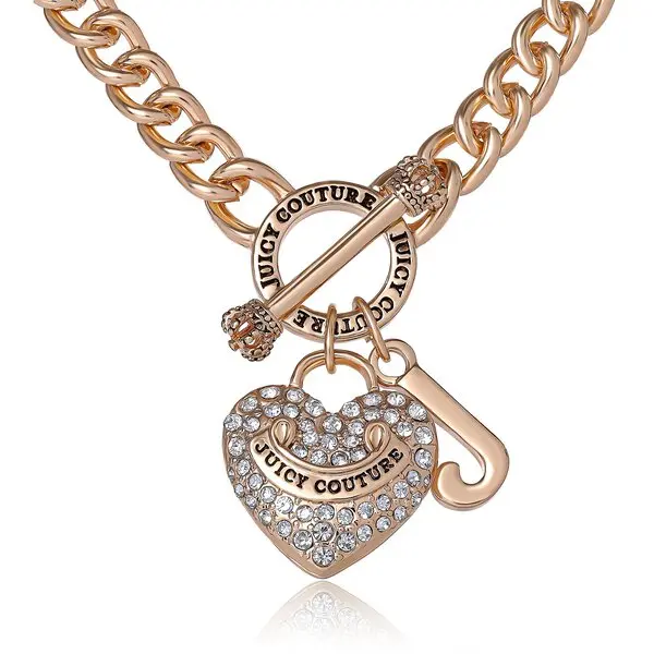 Juicy Couture Heart And Juicy Toggle Charm Necklace - Goldtone
