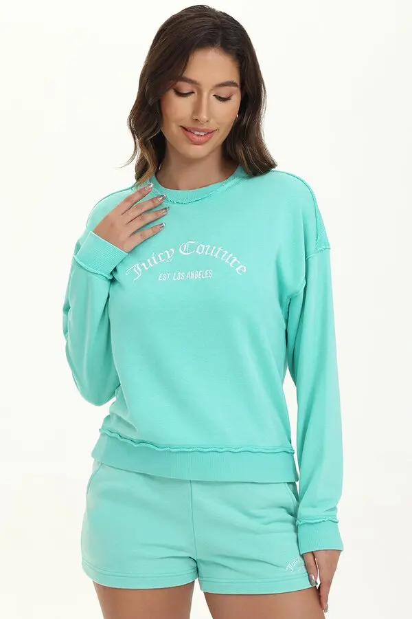 Juicy Couture French Terry Embroidered Crewneck - Bermuda Sky