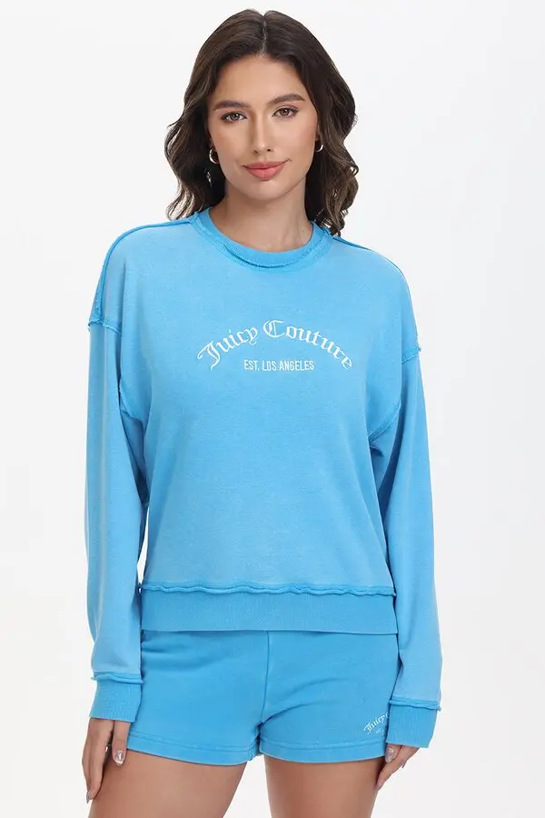 Juicy Couture Embroidered French Terry Crewneck - Wave