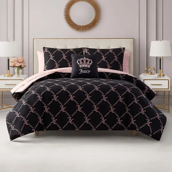 Juicy Couture Link Printed Bed In A Bag Bedding Set - Black