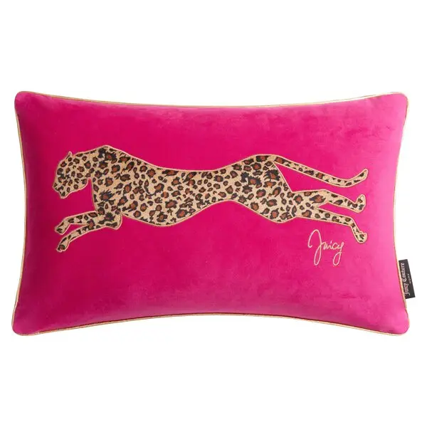 Juicy Couture Velvet Cheetah Pillow - Hot Pink