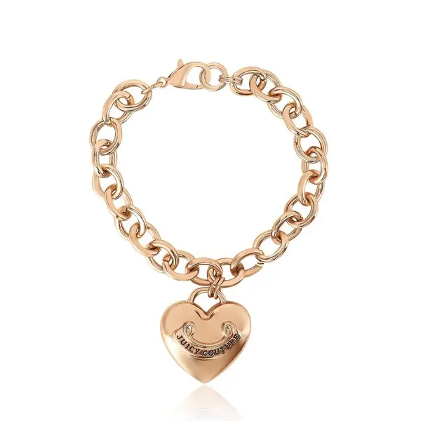 Juicy Couture Heart Charm Chain Bracelet - Goldtone