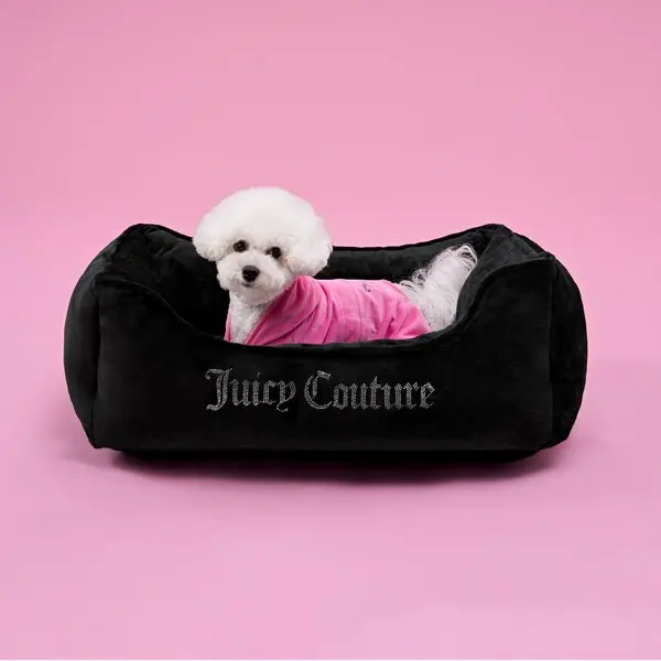 Juicy Couture Crown Velour Pet Bed - Black