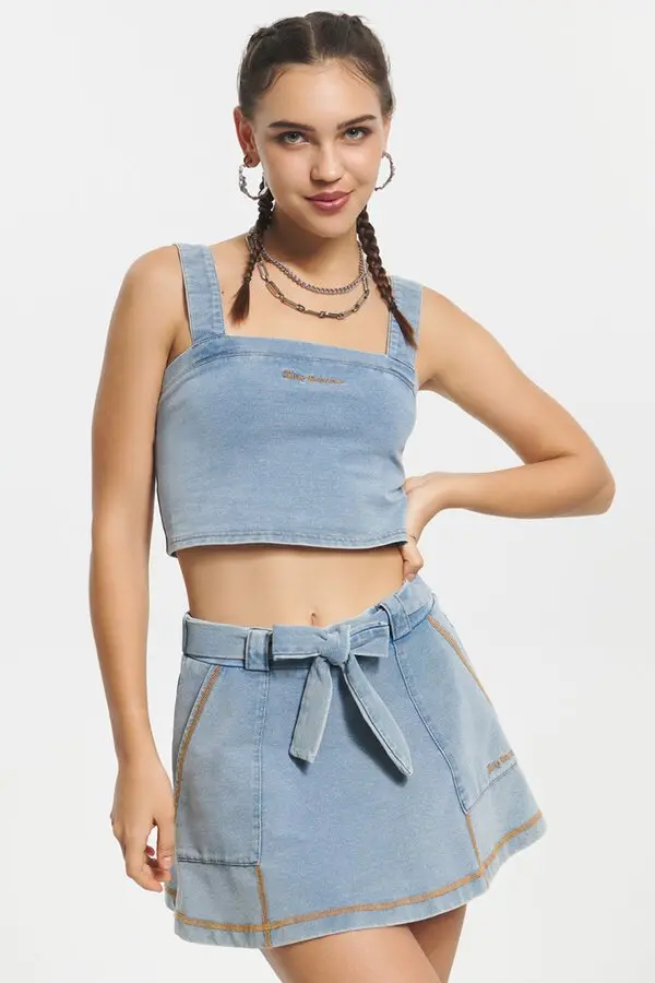Juicy Couture Faux-knit Denim Tank Top - Indigo Dye