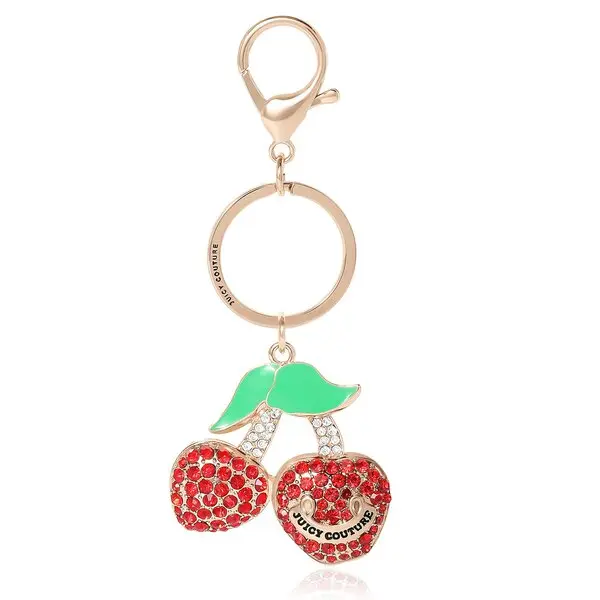 Juicy Couture Cherry Charm Keychain Bag Charm - Goldtone