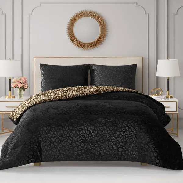Juicy Couture Embossed Reversible Comforter Set - Leopard