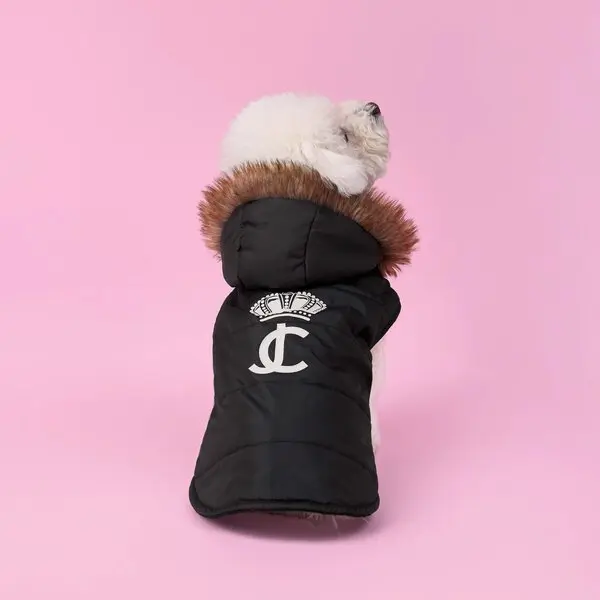 Juicy Couture Faux Fur Hooded Pet Jacket - Black