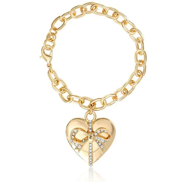 Juicy Couture Heart Bow Drop Bracelet - Goldtone