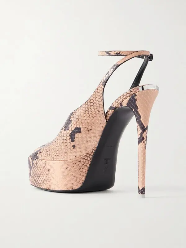 Attico Ornella 140 Snake-effect Leather Platform Pumps
