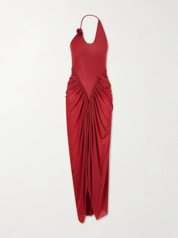 MAYGEL CORONEL Vestalia Draped Jersey Maxi Dress - Red