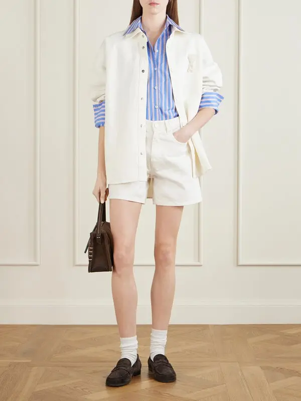AMI Paris Embroidered Cotton Overshirt - Neutrals