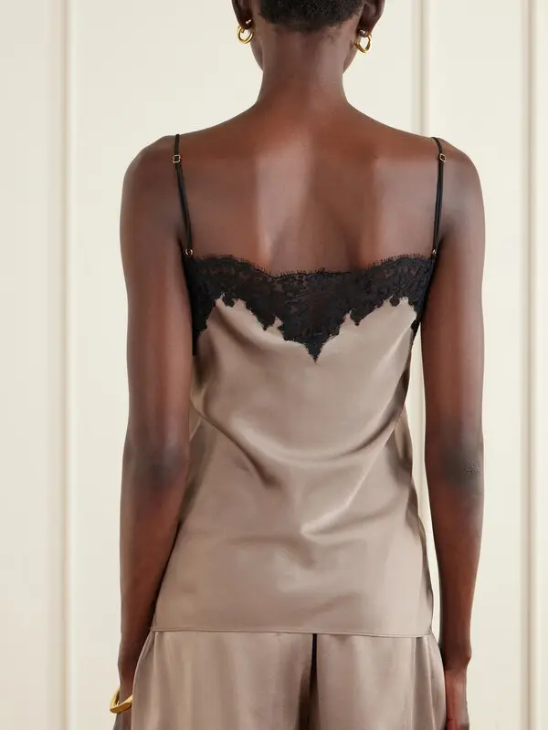 Stella McCartney Lace-trimmed Satin Camisole - Brown