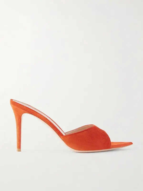 GIANVITO ROSSI Elle 85 Suede Sandals - Red