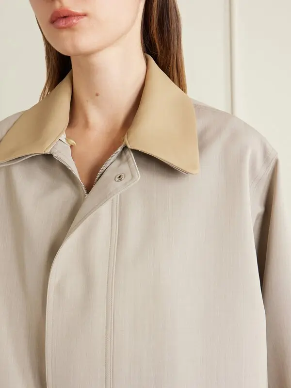 Auralee Leather-trimmed Wool-canvas Jacket