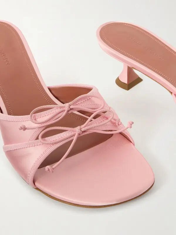 Amina Muaddi Eleonora 45 Satin Open Toe Mules
