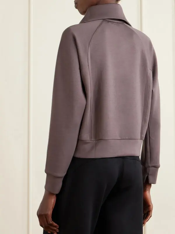 Spanx Airessentials Stretch-jersey Half-zip Sweatshirt - Brown