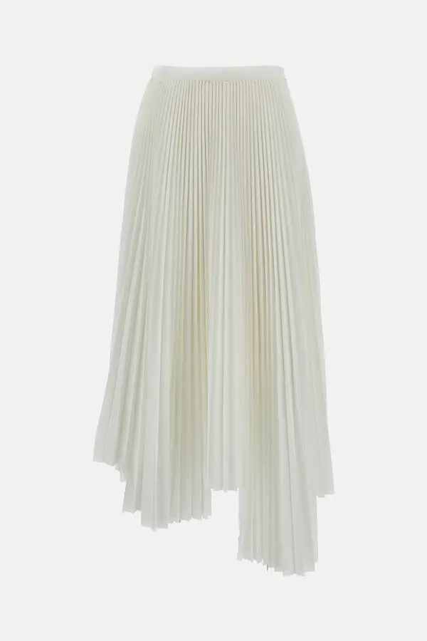 Plan C Pleated Asymmetric Skirt - White