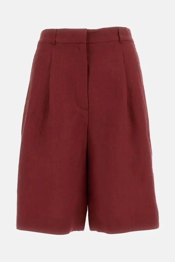 Max Mara Linen Bermuda Shorts - Red