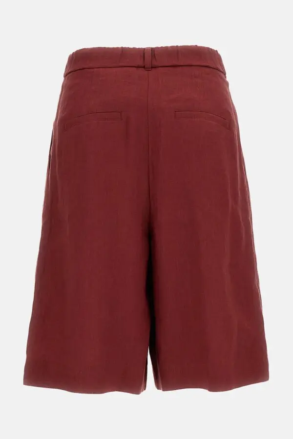 Max Mara Linen Bermuda Shorts - Red