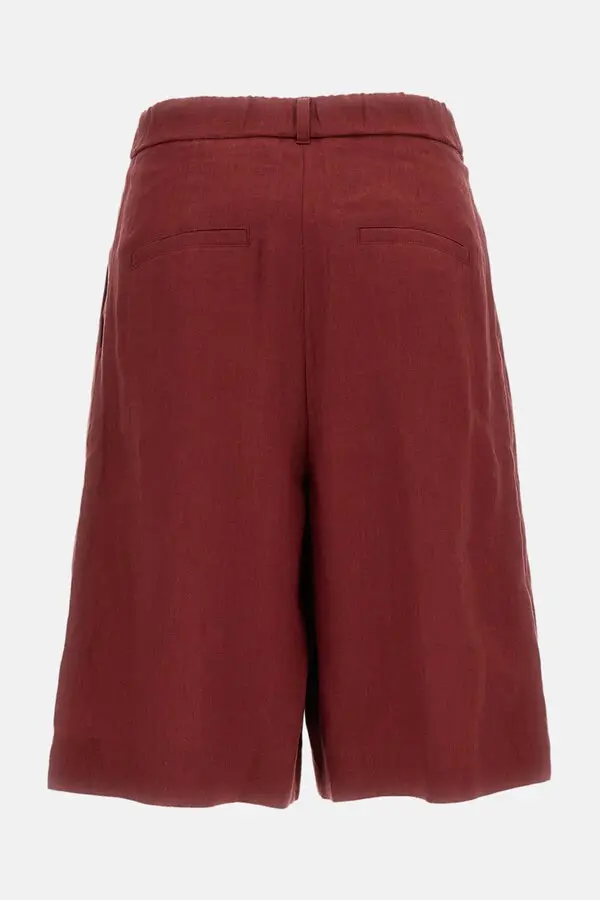 Max Mara Linen Bermuda Shorts - Red