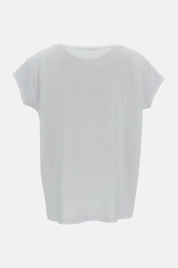 BIFFI Linen Crew-neck T-shirt - Bianco