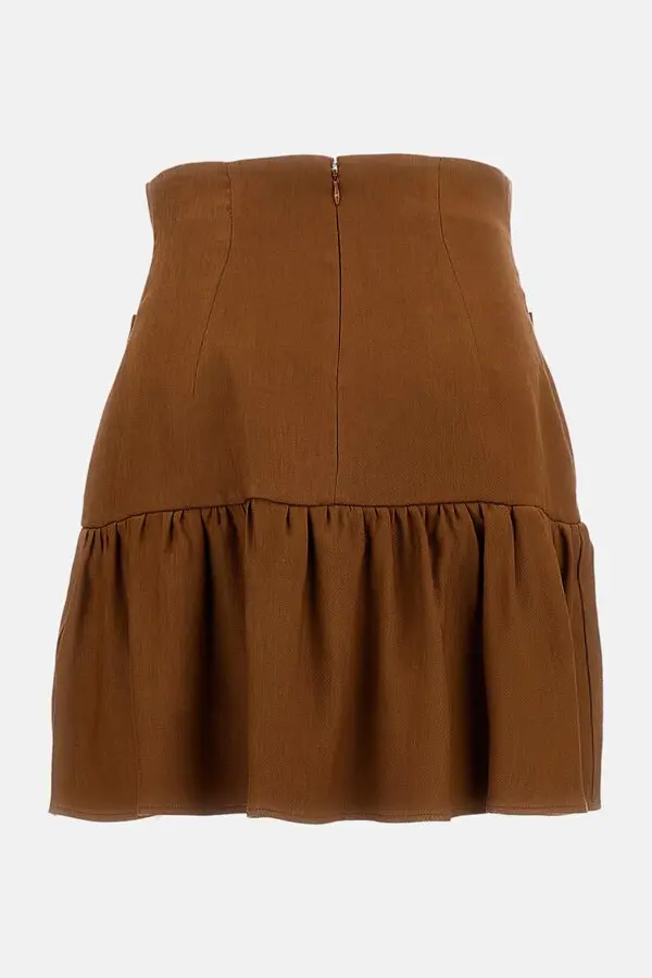 Elisabetta Franchi Linen-blend Mini Skirt With Jewel Detail