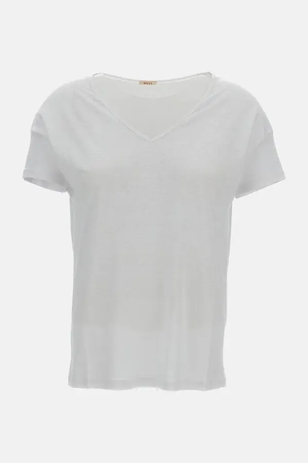 BIFFI Linen V-neck T-shirt