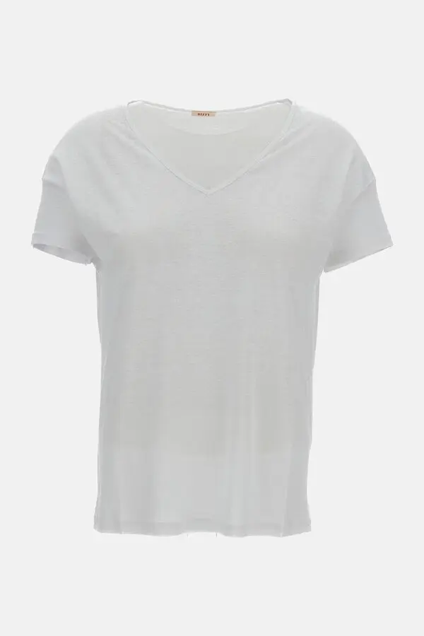 BIFFI Linen V-neck T-shirt - White