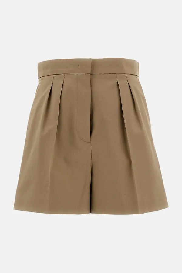 Max Mara Bacco Pleated Satin Shorts - Beige