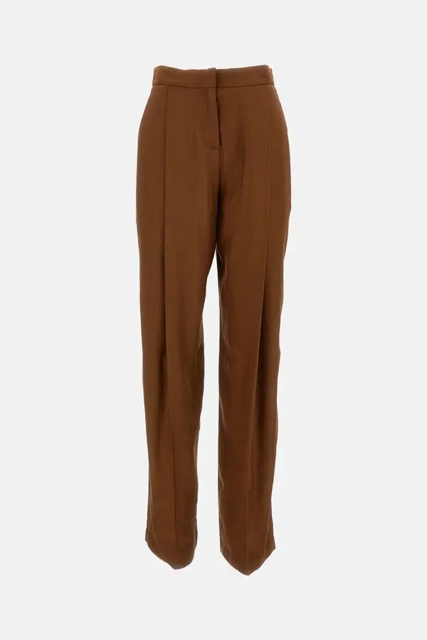 Elisabetta Franchi Linen-blend Trousers - Brown
