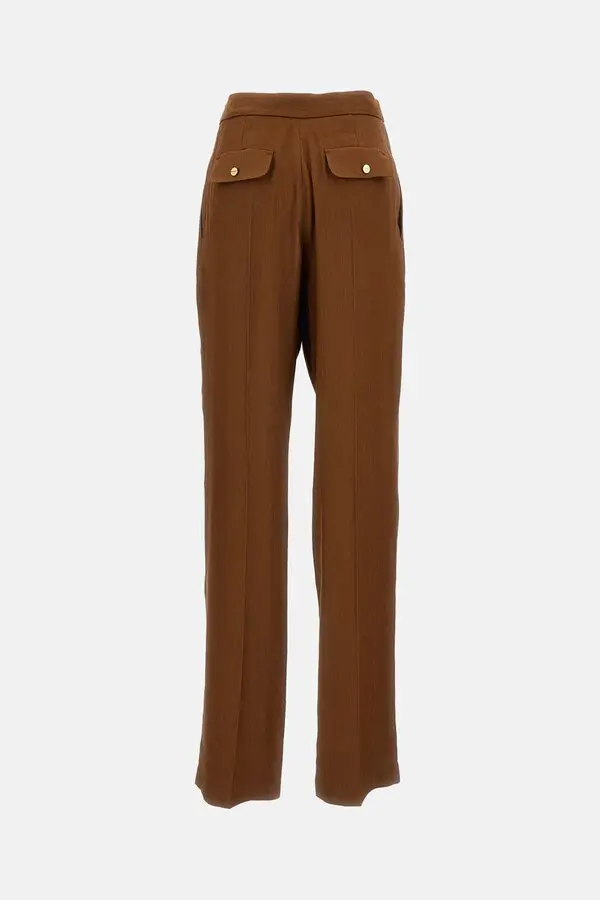 Elisabetta Franchi Linen-blend Trousers - Marrone