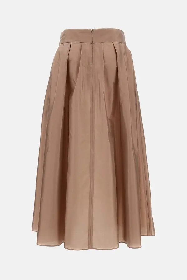 Max Mara Taffeta Effect Pleated Midi Skirt - Rose