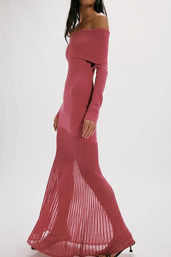 SEROYA Isotta Off-the-shoulder Maxi Dress - Pink